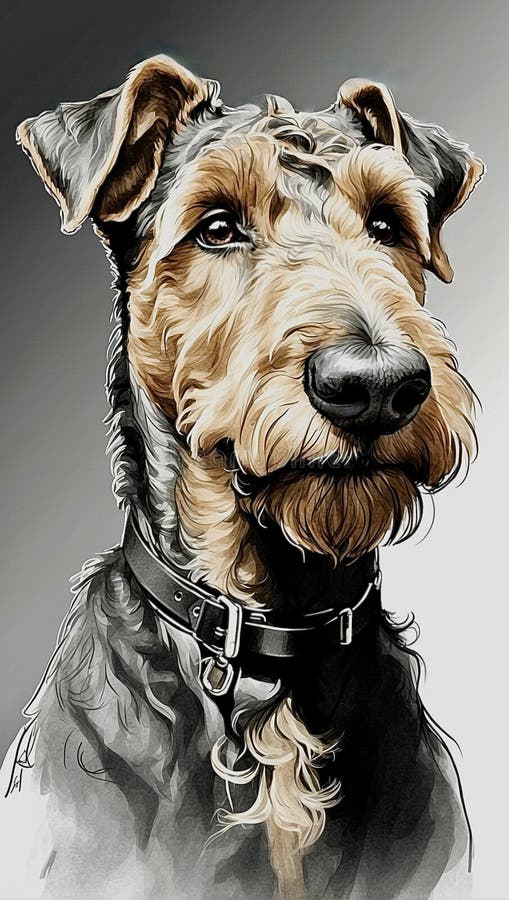 A Portrait Style Image of an Airedale Terrier. AI Generated ...