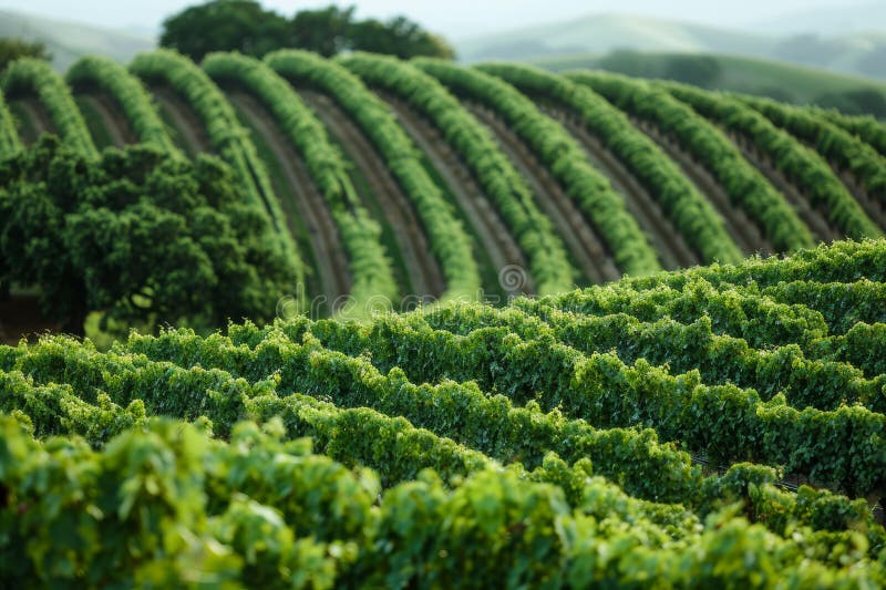 Portrait Style Image of Rows in a Vineyard, Focusing on the Vertical ...