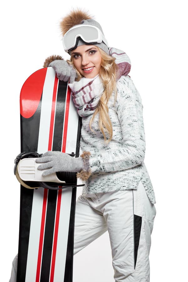 Portrait of a Styled Professional Model with Snowboard. Stock Photo ...