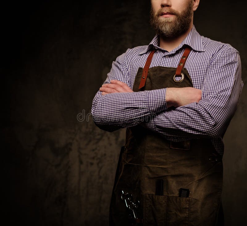 Portrait of Stylish Barber with Beard and Professional Tools Isolated ...