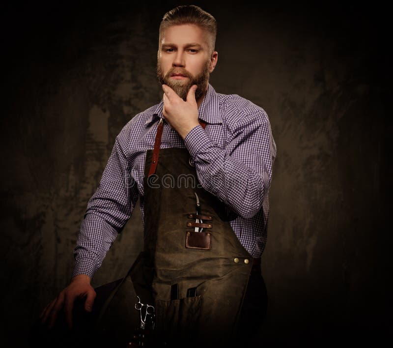 Portrait of Stylish Barber with Beard and Professional Tools Isolated ...