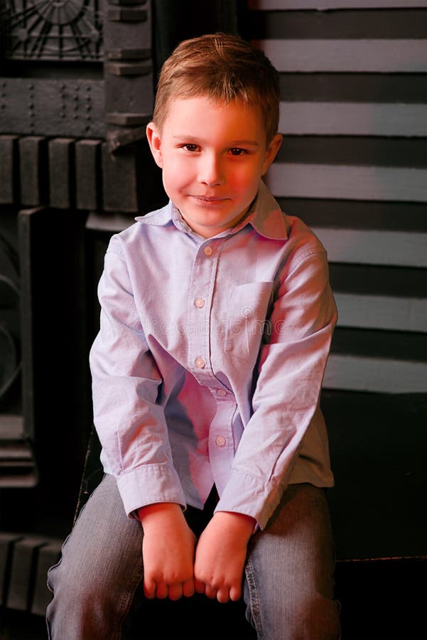 Portrait of Stylish Cute Little Boy Stock Photo - Image of people ...