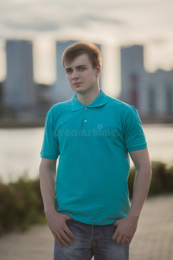 Portrait of Stylish Handsome Young Man Standing Outdoors Stock Photo ...