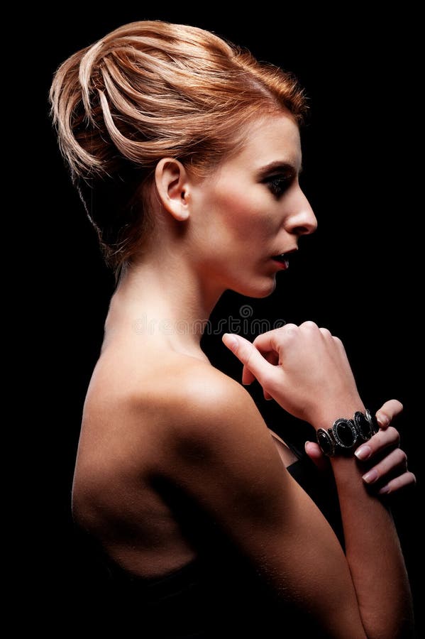 Portrait of Stylish Model with Hairdo Stock Photo - Image of vogue ...