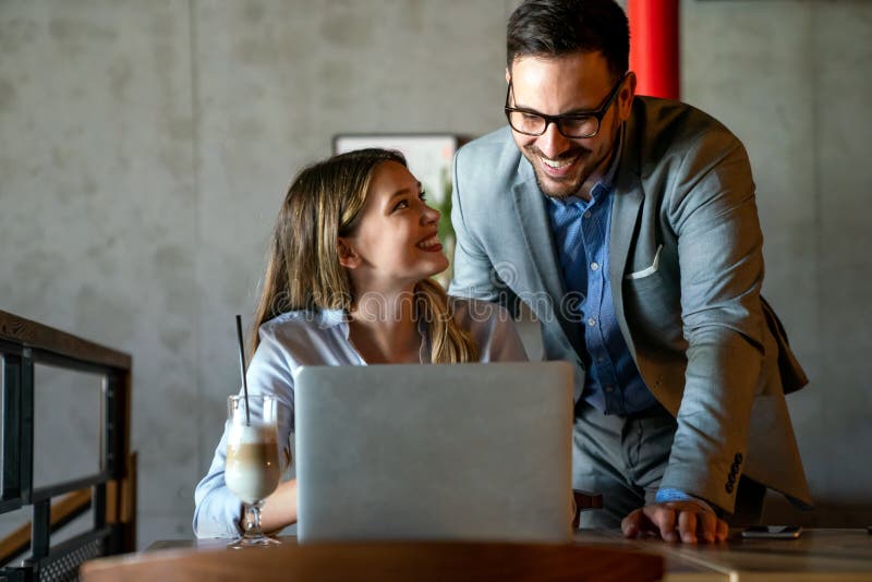 Portrait of Success Business Colleagues Working, Smiling Together in ... Portrait of Success Business Colleagues Working, Smiling Together in ...