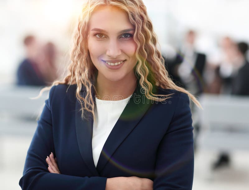 Portrait of Successful Business Woman on the Background of the O Stock ... Portrait of Successful Business Woman on the Background of the O Stock ...