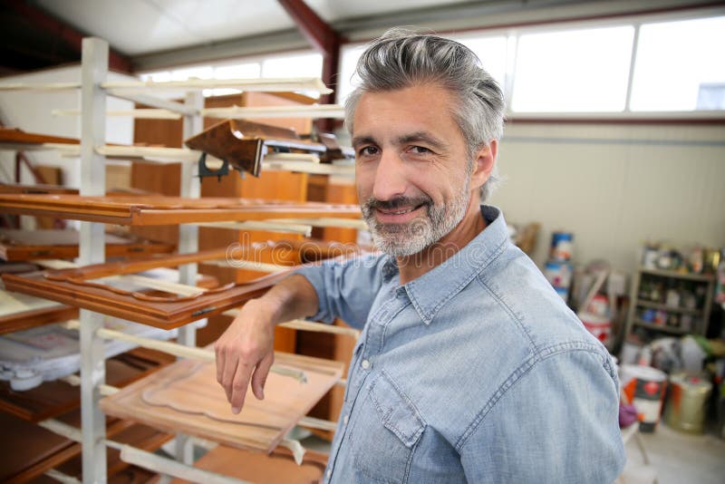 Portrait of Successful Carpenter Stock Image - Image of grey, person ...