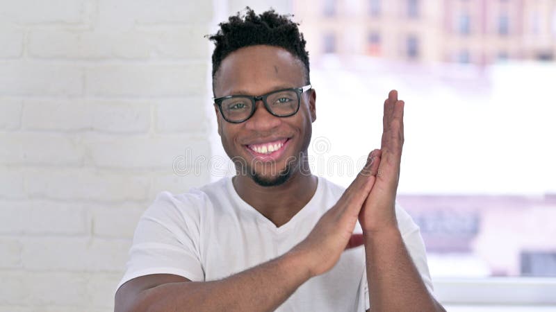 Portrait of Successful Casual African Man Clapping Stock Image - Image ...