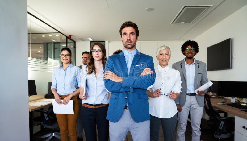 Portrait of Successful Company with Happy Workers Stock Photo - Image ...