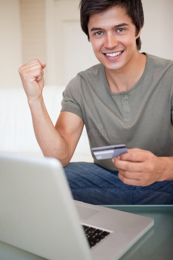 Portrait of a Successful Man Shopping Online Stock Photo - Image of ...