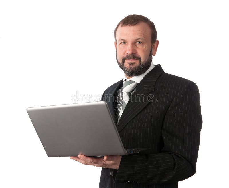Mature Business Man with Laptop Stock Photo - Image of confident, adult ...