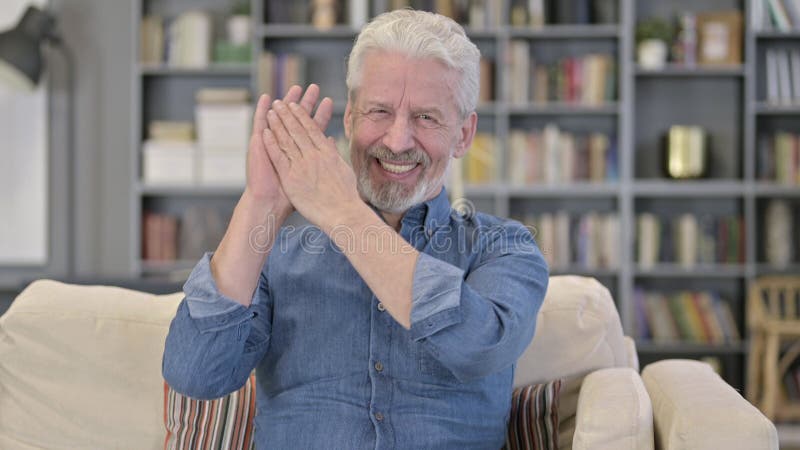 Portrait of Successful Old Senior Man Clapping Stock Image - Image of ...