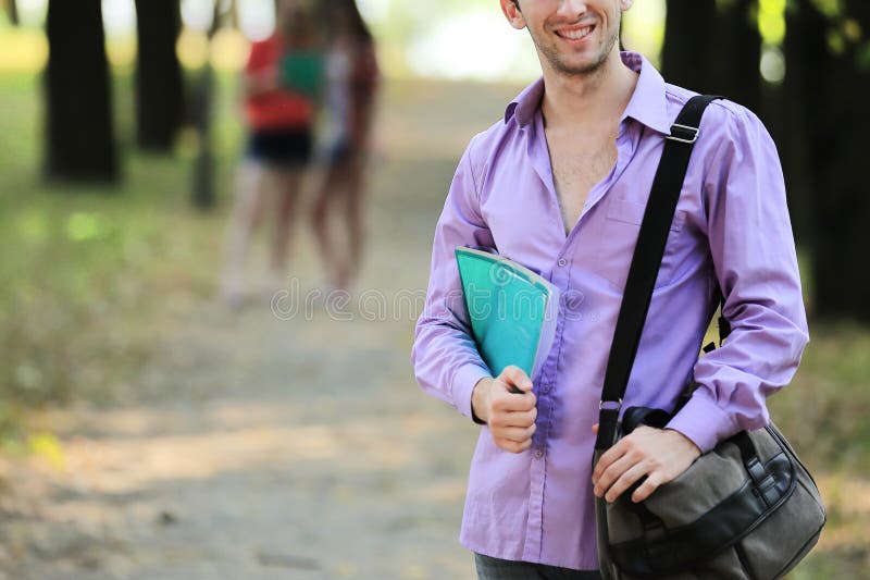 Portrait of a Successful Student Guy in a City Park Stock Image - Image ...