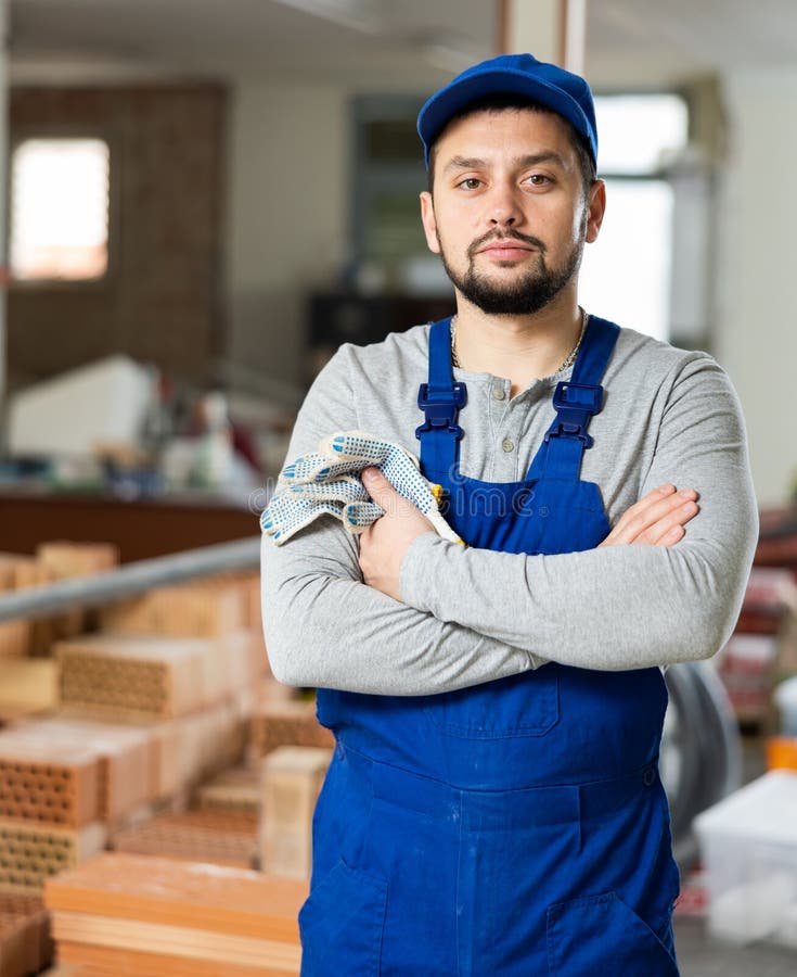 Successful Young Foreman Standing Inside Building Under Construction ...