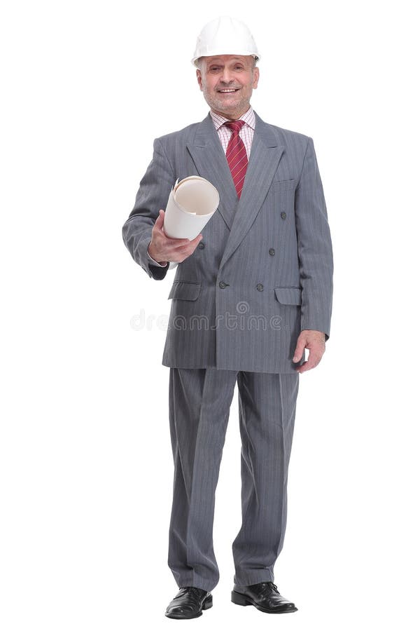 Portrait of Successfull Architect Wearing Hardhat and with Blueprint ... Portrait of Successfull Architect Wearing Hardhat and with Blueprint ...