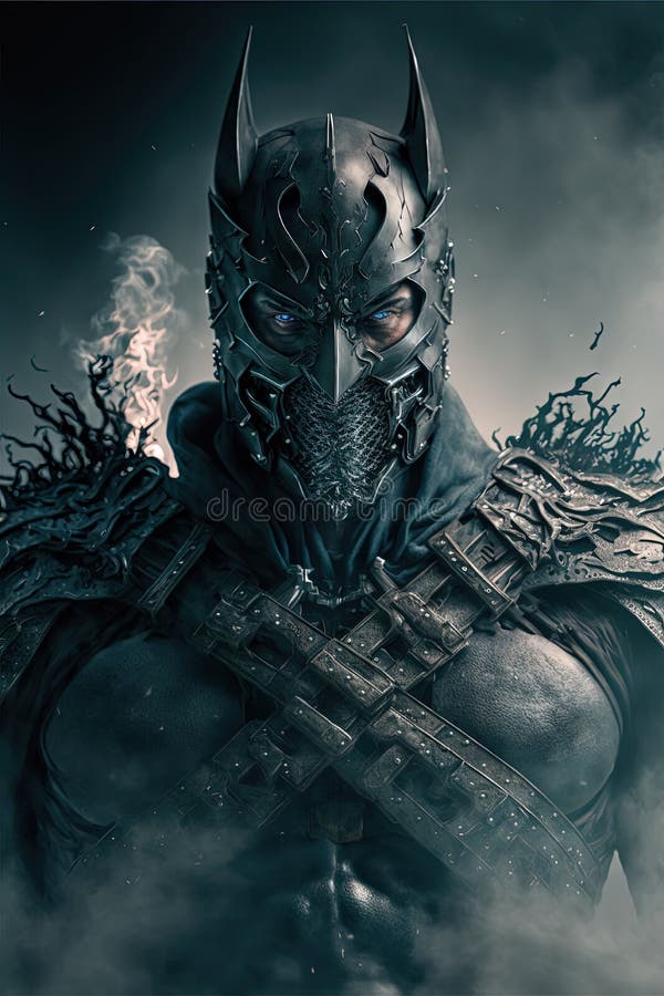 Portrait of Super Hero Posing in a Super Hero Suit, with Mist and Smoke ...