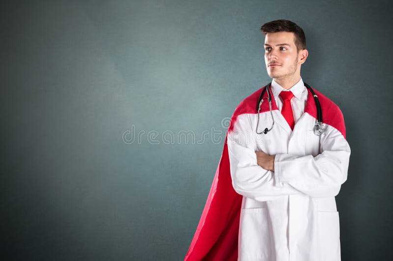 Portrait of Superhero Doctor Stock Photo - Image of labcoat, shadow ...