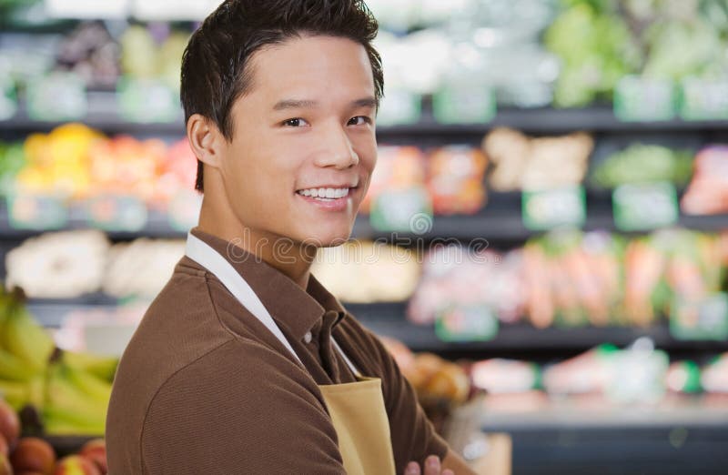 Portrait of a Supermarket Sales Assistant Stock Image - Image of clerk ...