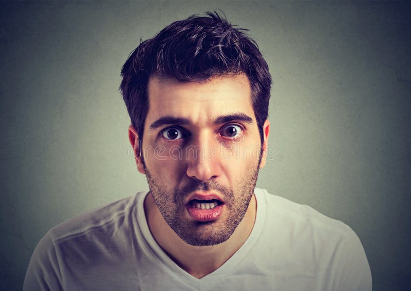 Portrait of Surprised Stunned Young Man Stock Photo - Image of anxious ...