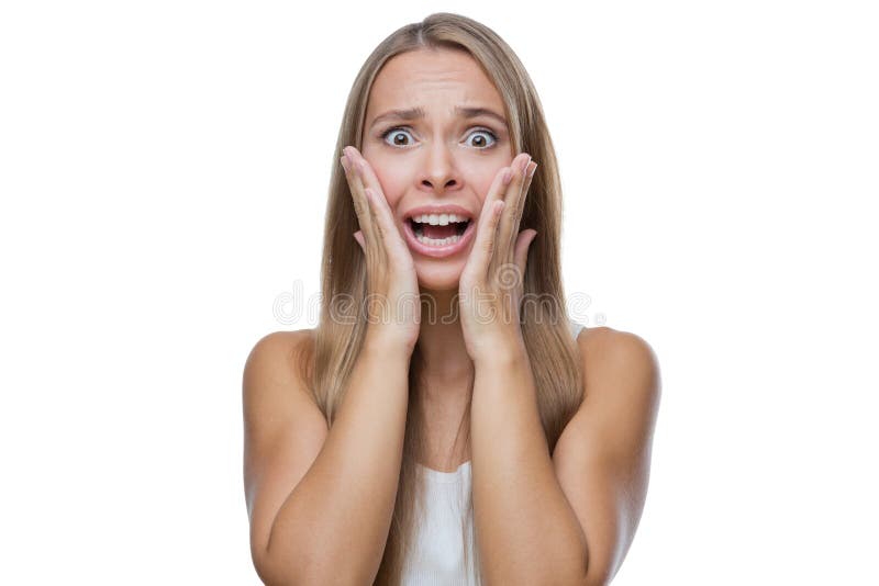 Portrait of Surprised Woman on White Background Stock Photo - Image of ...