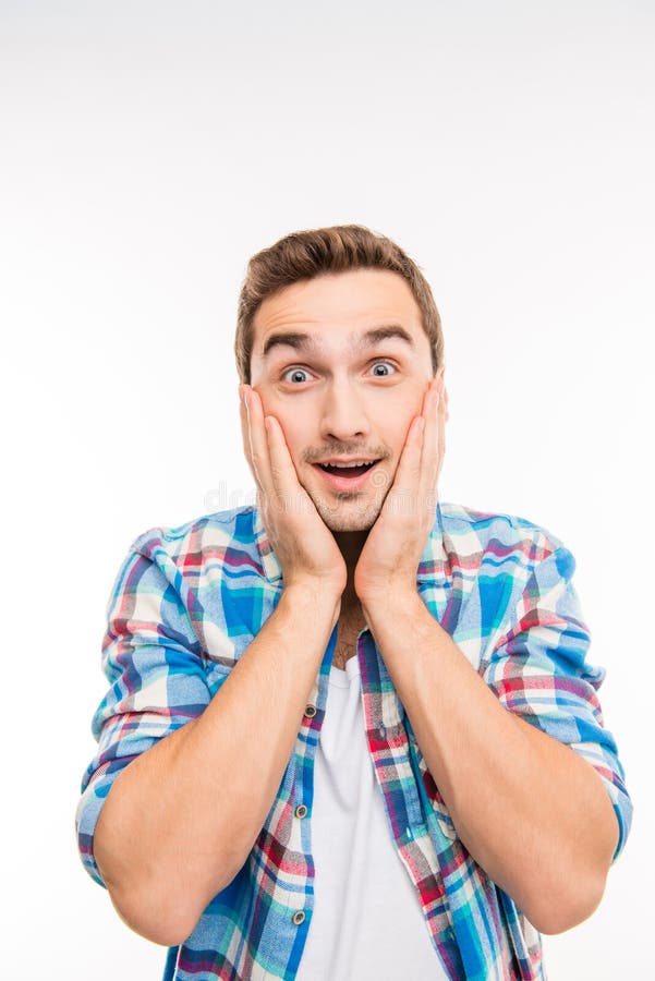 A Portrait of a Surprised Young Handsome Man Stock Photo - Image of ...