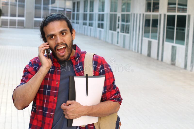 Portrait of Surprised Young Man on Phone Call Stock Photo - Image of ...