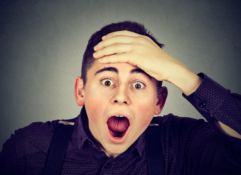 Portrait of Surprised Young Man Stock Image - Image of expression ...