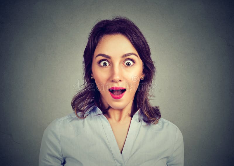Portrait Of A Surprised Woman Stock Image - Image of amazing, hands ...