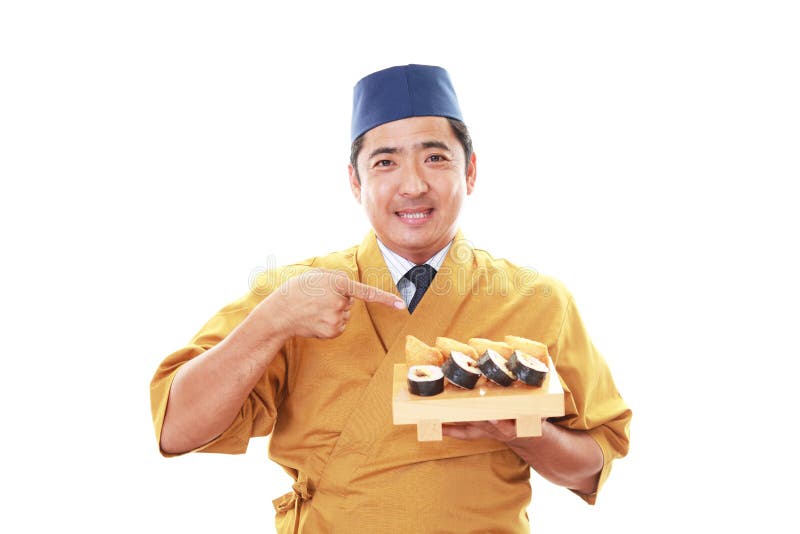 Portrait of a sushi chef stock image. Image of challenge - 57020245