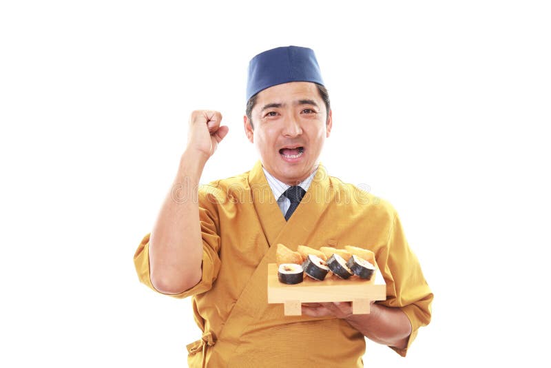 Portrait of a sushi chef stock photo. Image of dinner - 57058292