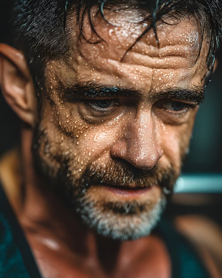 Determined Athlete after Intense Workout Stock Illustration ...