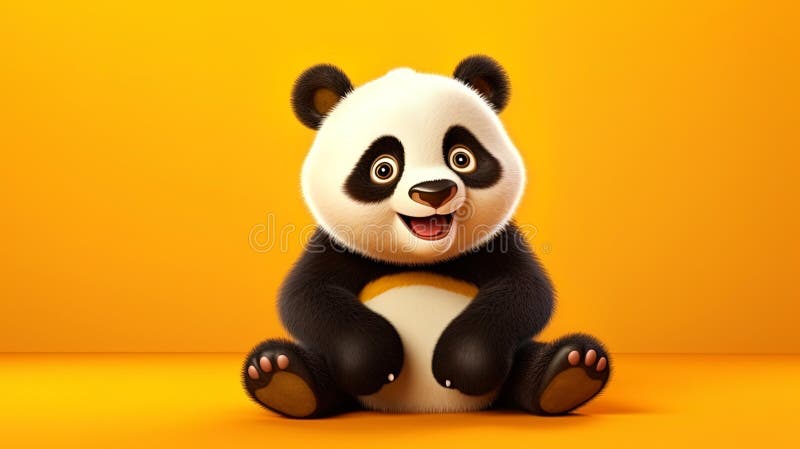 Portrait of Sweet Panda on an Orange Background Stock Illustration ...