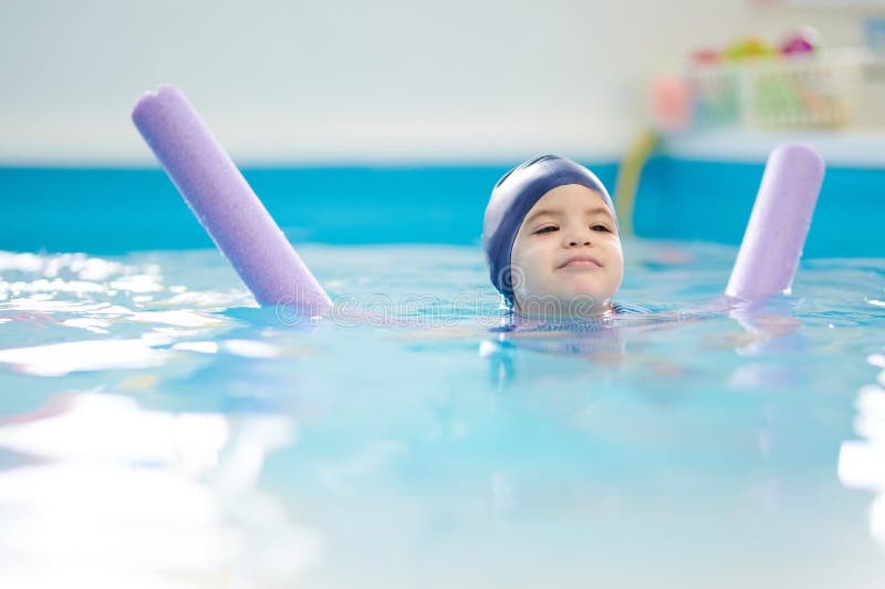 Portrait Swimming Child with Float Stock Image - Image of holding ...