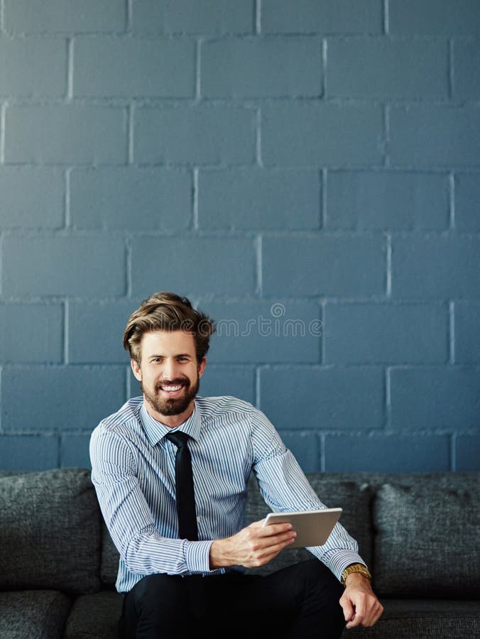 Portrait, Tablet and Digital with Business Man for Cloud Solutions ...