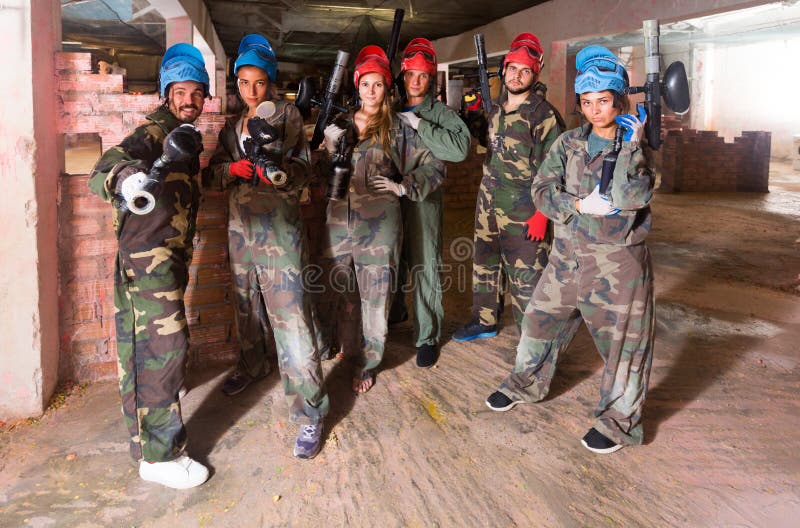 Portrait of Teams Who are Ready for Paintball Stock Image - Image of ...
