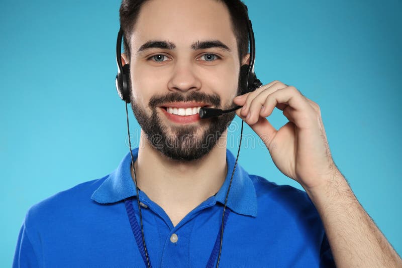 Portrait of Technical Support Operator with Headset Stock Photo - Image ...