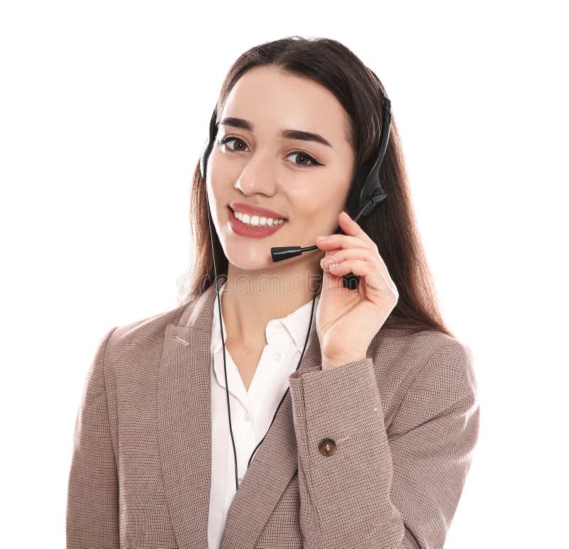 Portrait of Technical Support Operator with Headset Isolated Stock ...