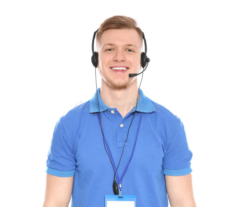 Portrait of Technical Support Operator with Headset Isolated Stock ...
