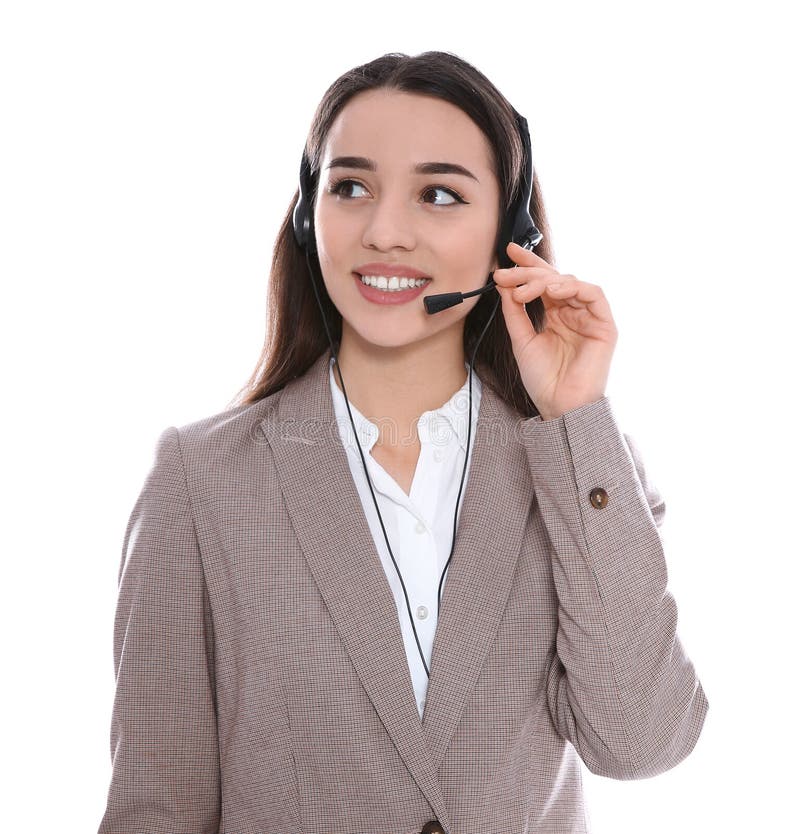 Portrait of Technical Support Operator with Headset Isolated Stock ...