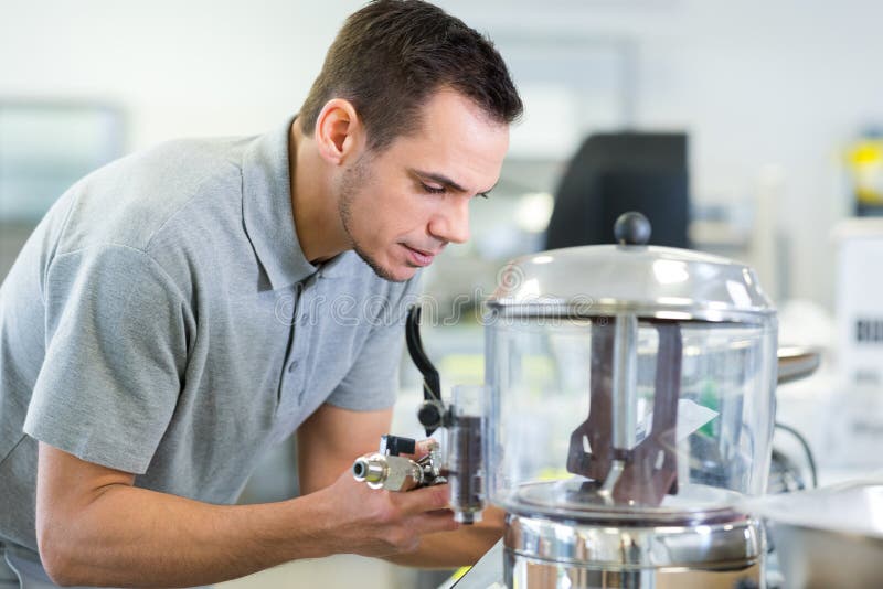 Portrait Technician Fixing Machine Stock Image - Image of black, modern ...