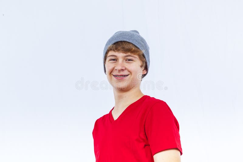Portrait of Teenage Boy with Cap Stock Photo - Image of teenager ...