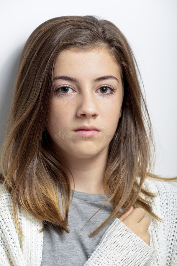 Portrait of a Teenager with a Serious Face. Stock Image - Image of ...