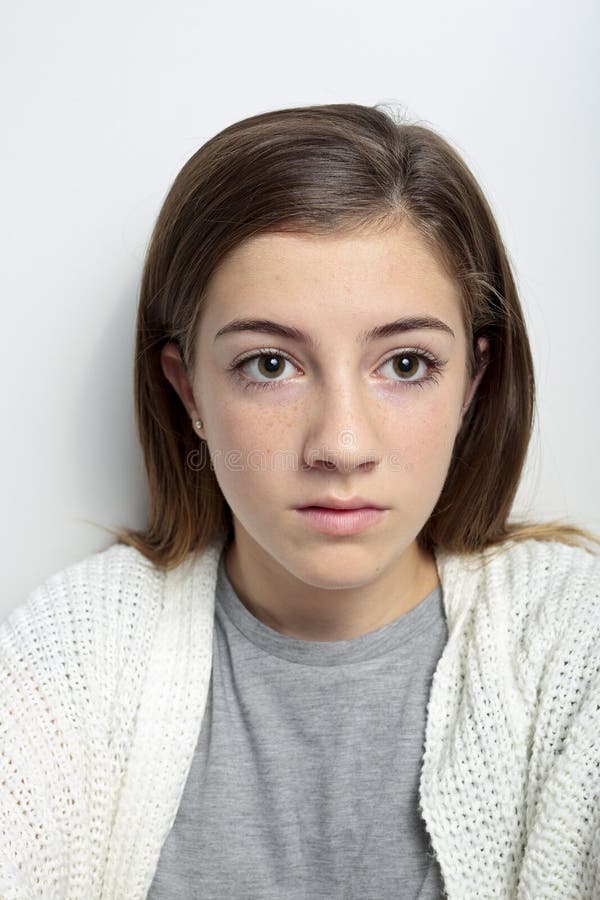Portrait of a Teenager with a Serious Face. Stock Image - Image of ...