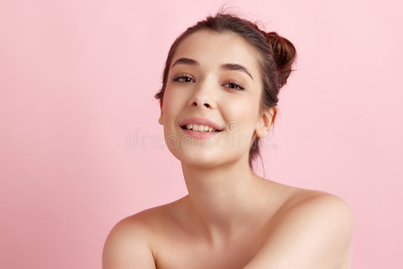 Portrait Of Tender Beautiful Young Woman With Bare Shoulders Well