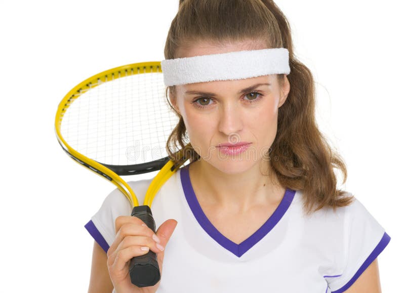 Portrait of Tennis Player with Racket Stock Photo - Image of racket ...