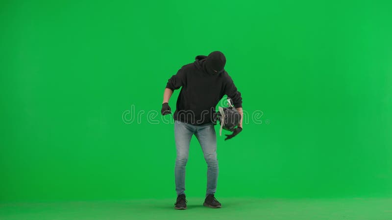 Portrait Of Thief On Chroma Key Green Screen Background Man Robber