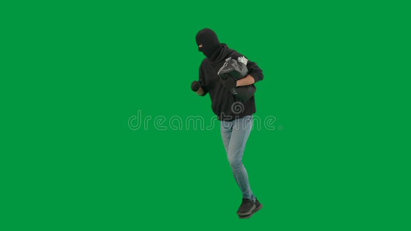 Portrait Of Thief On Chroma Key Green Screen Background Man Robber