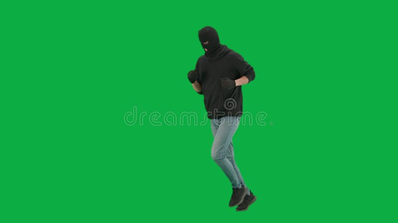 Portrait Of Thief On Chroma Key Green Screen Background Man Robber