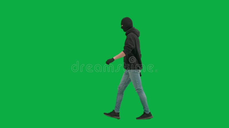 Portrait Of Thief On Chroma Key Green Screen Background Man Robber