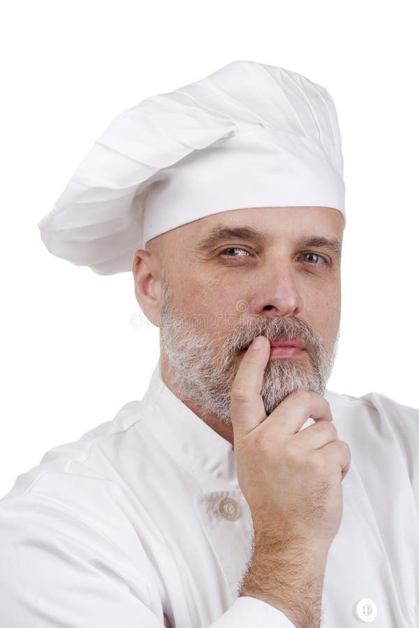 Portrait of a Thinking Chef Stock Photo - Image of finger, cuisine ...